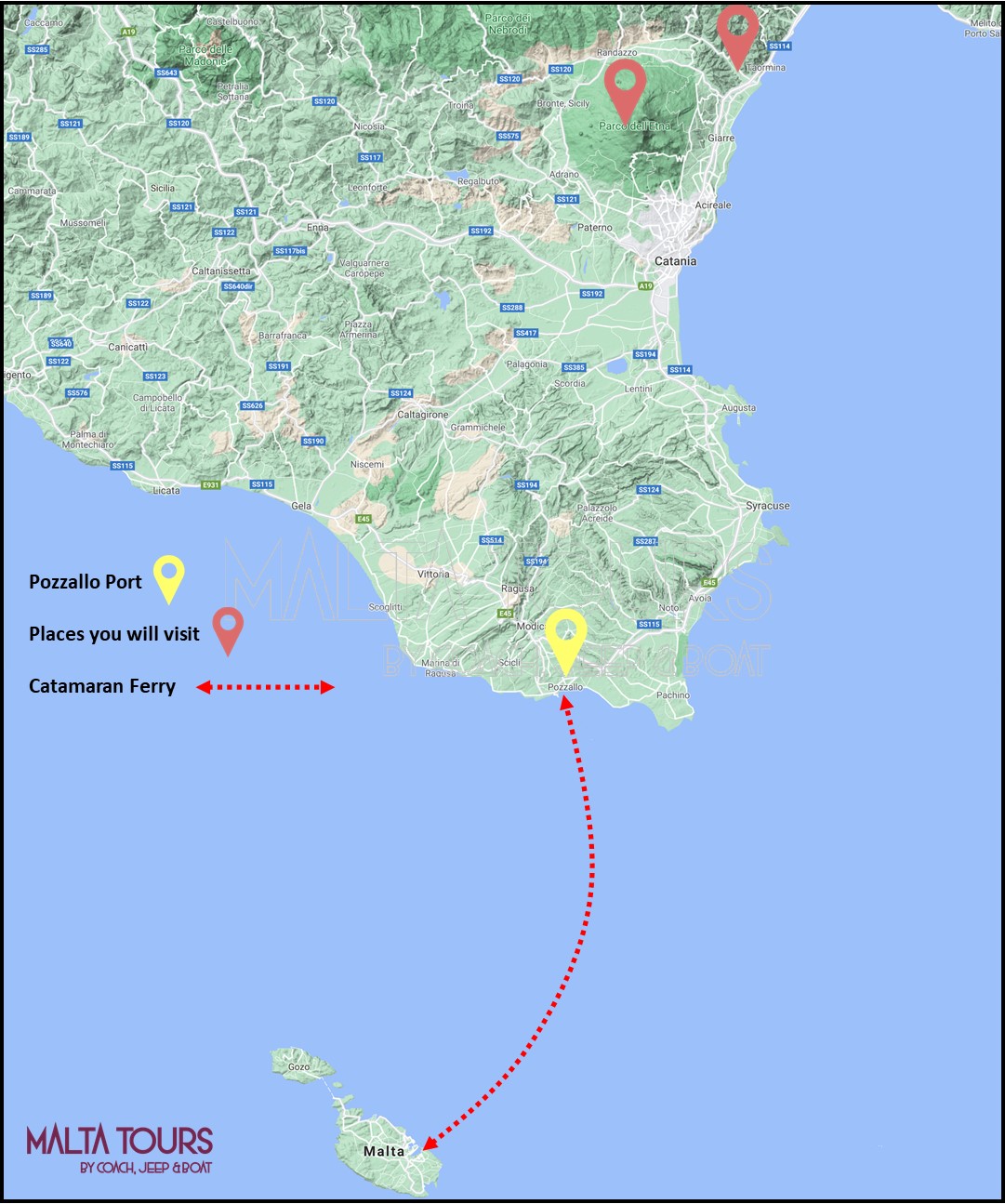 Cambiacavallo Pozzallo Sicilia Mapa 1 Day Sicily Pozzallo, Mount